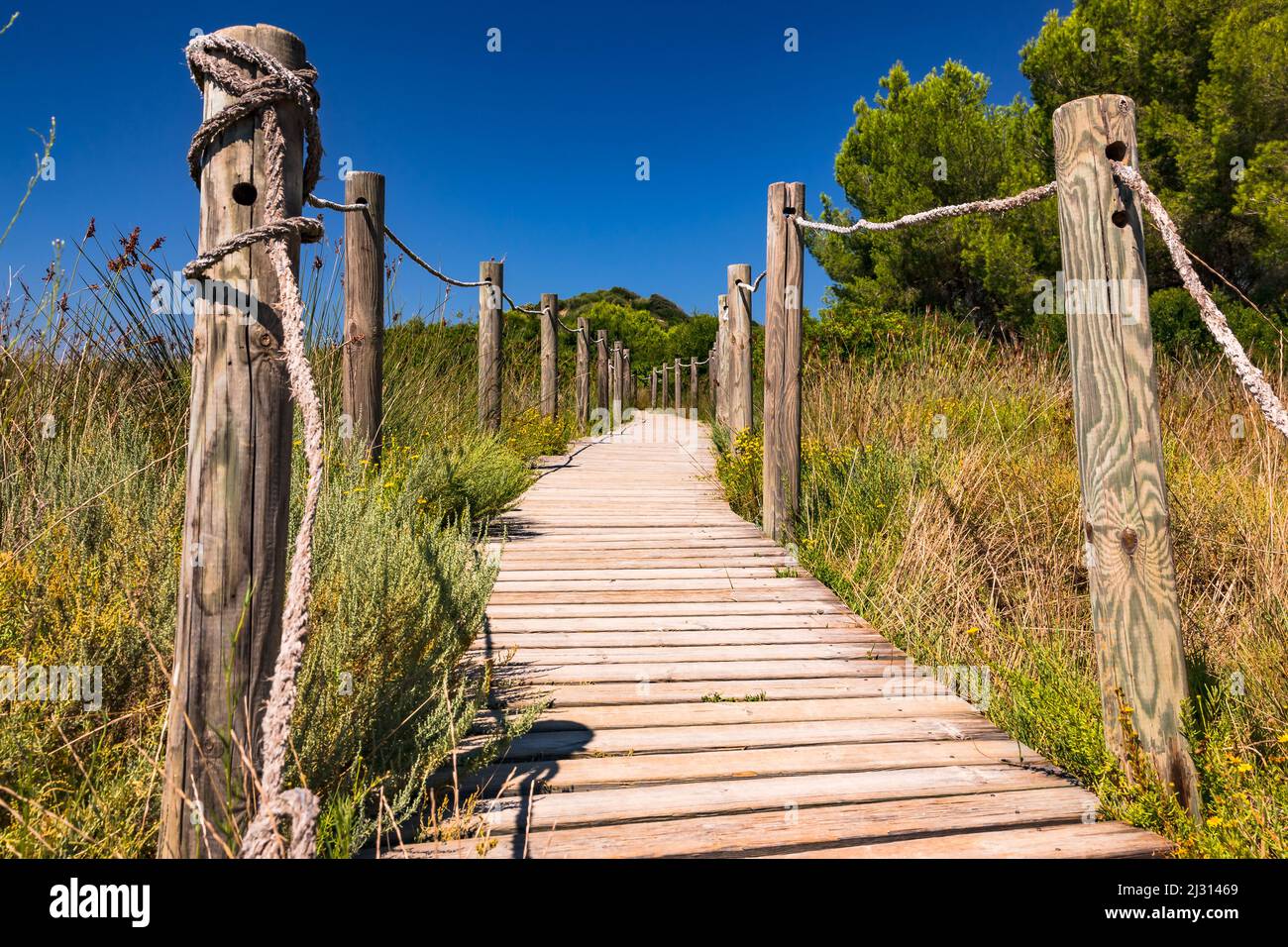 Nature trails in a Spanish natural park on the island of Menorca Stock ...
