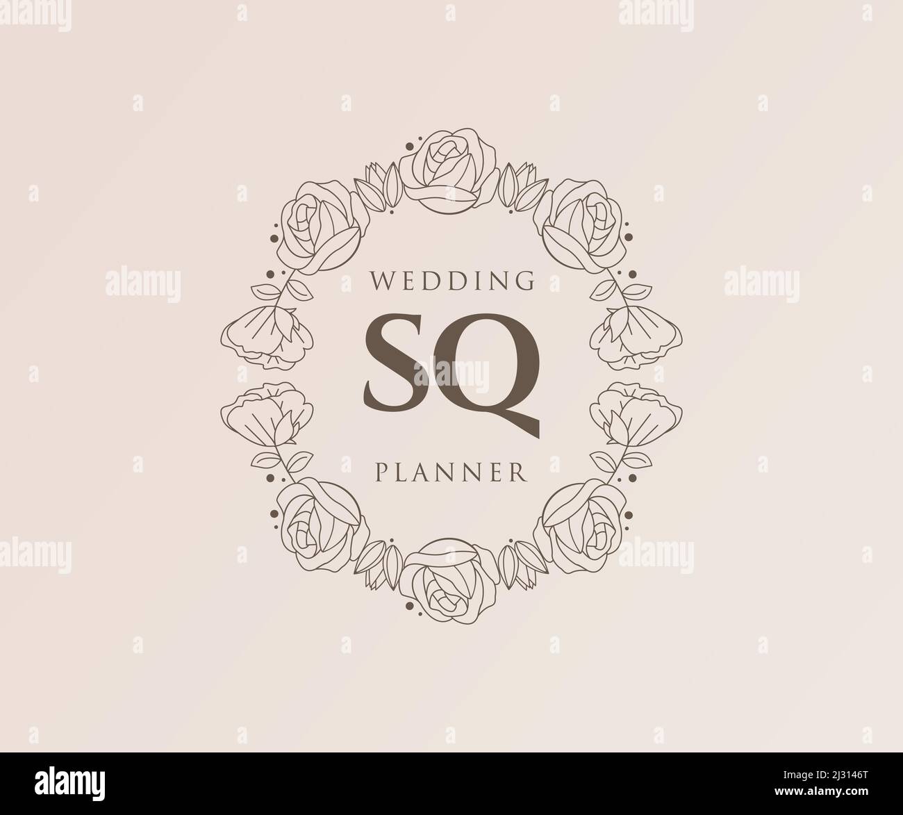 SQ Initials letter Wedding monogram logos collection, hand drawn modern ...