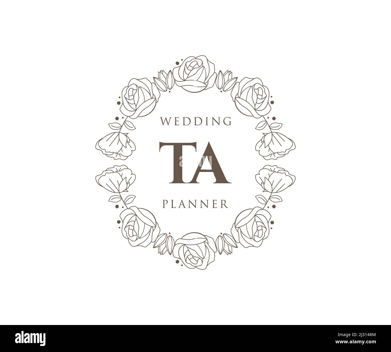 TA Initials letter Wedding monogram logos collection, hand drawn modern ...