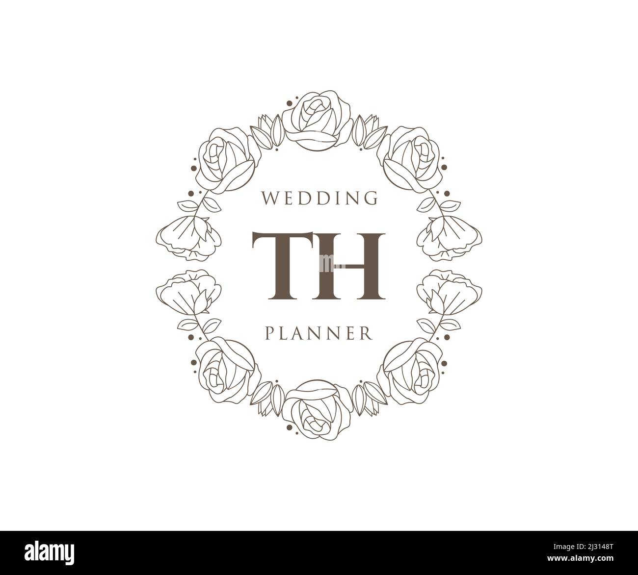 TH Initials letter Wedding monogram logos collection, hand drawn modern ...