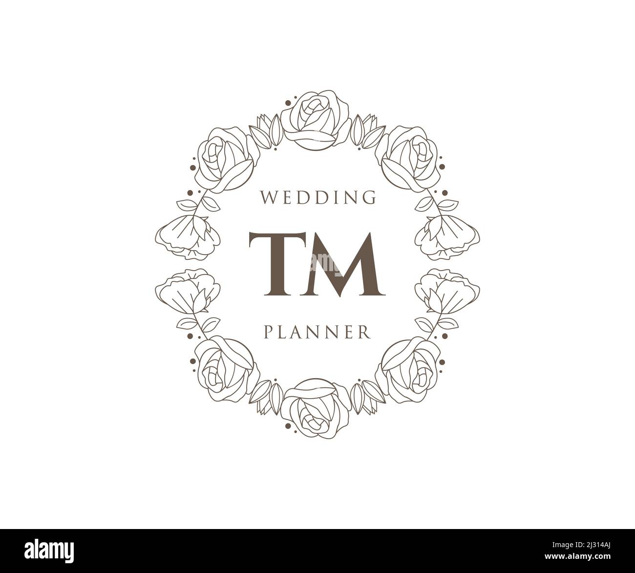 TM Initials letter Wedding monogram logos collection, hand drawn modern ...
