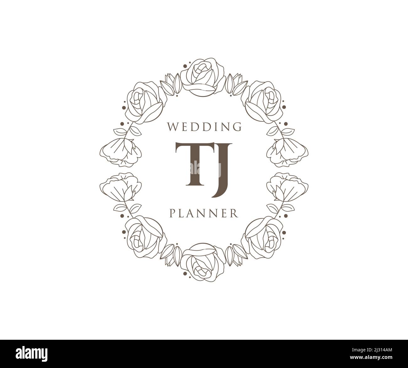 TJ Initials letter Wedding monogram logos collection, hand drawn modern ...