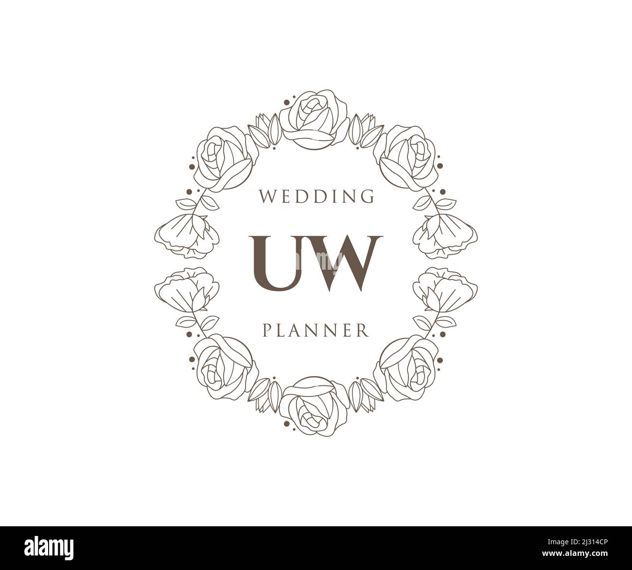 UW Initials letter Wedding monogram logos collection, hand drawn modern ...