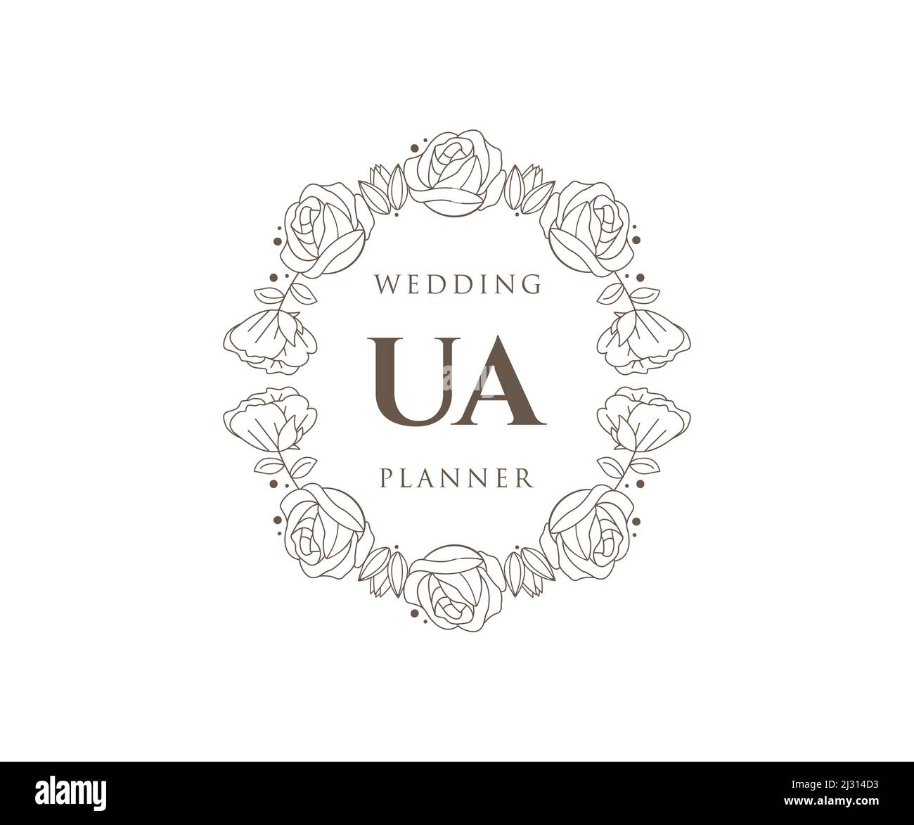 UA Initials letter Wedding monogram logos collection, hand drawn modern ...