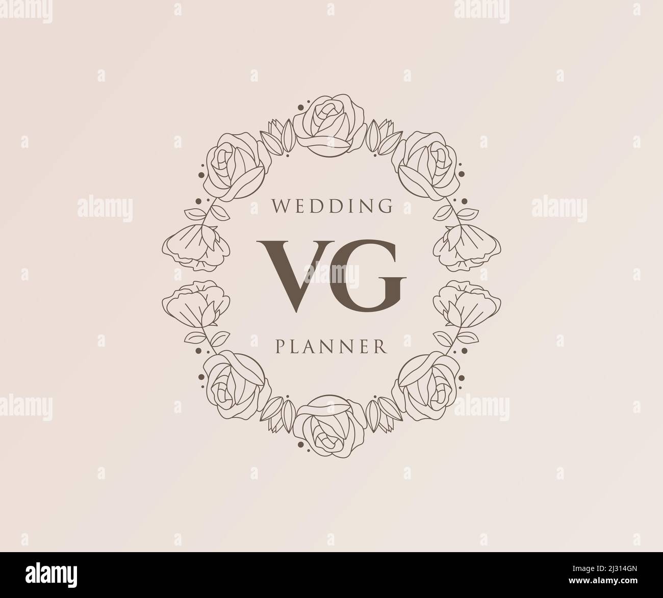 VG Initials letter Wedding monogram logos collection, hand drawn modern ...