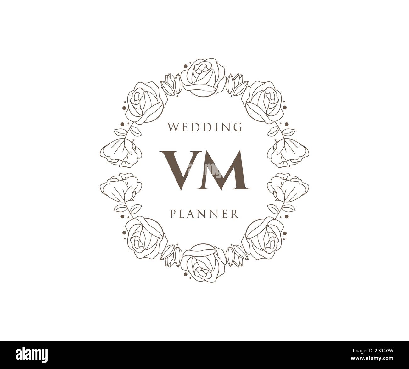 VM Initials letter Wedding monogram logos collection, hand drawn modern ...