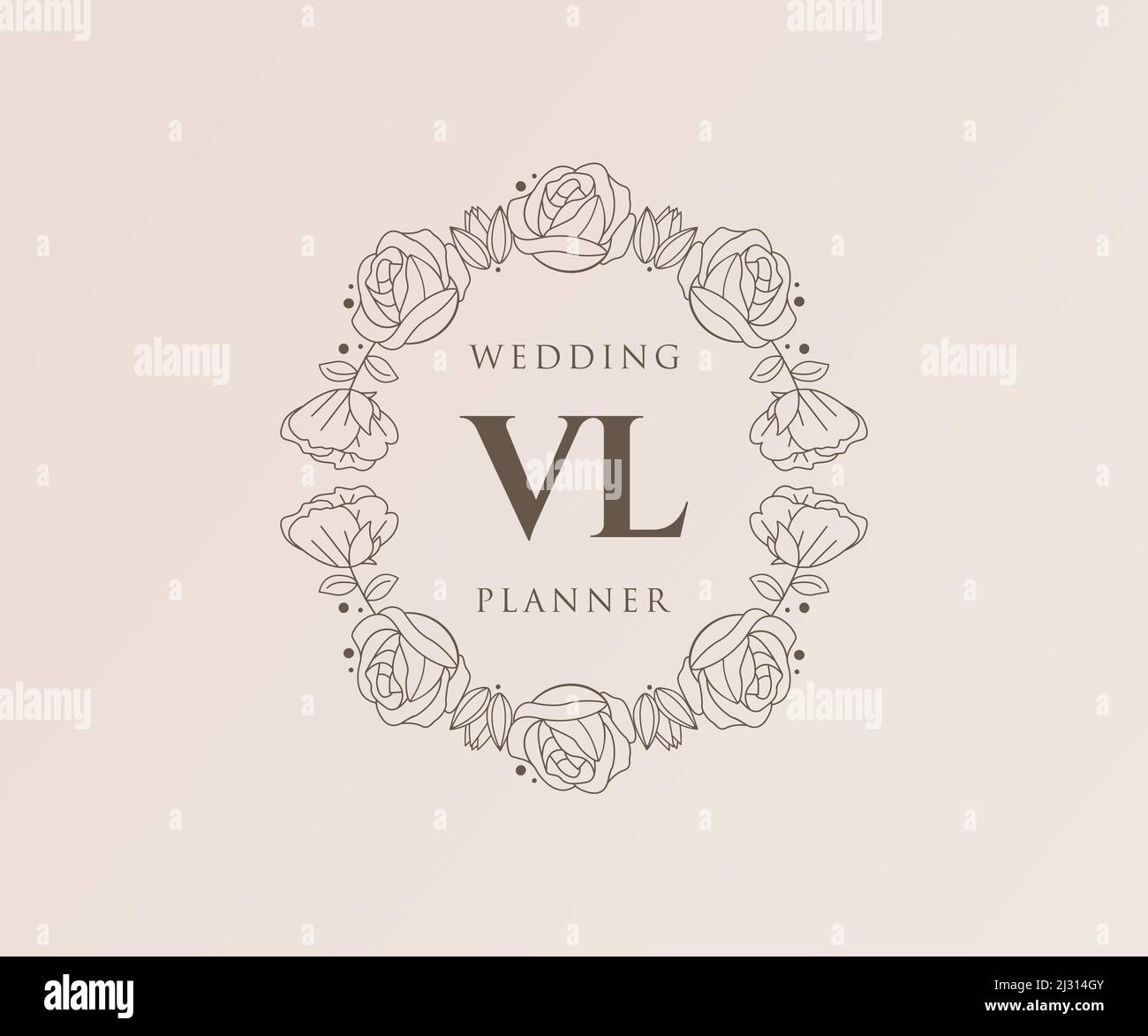 VL Initials letter Wedding monogram logos collection, hand drawn modern ...