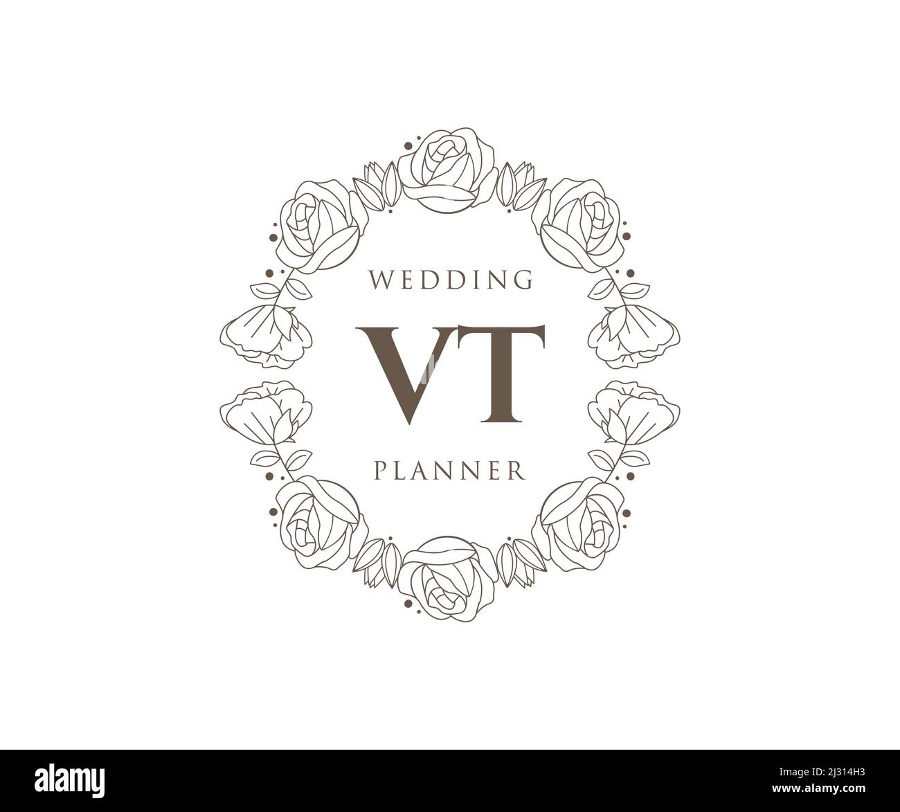 VT Initials letter Wedding monogram logos collection, hand drawn modern ...
