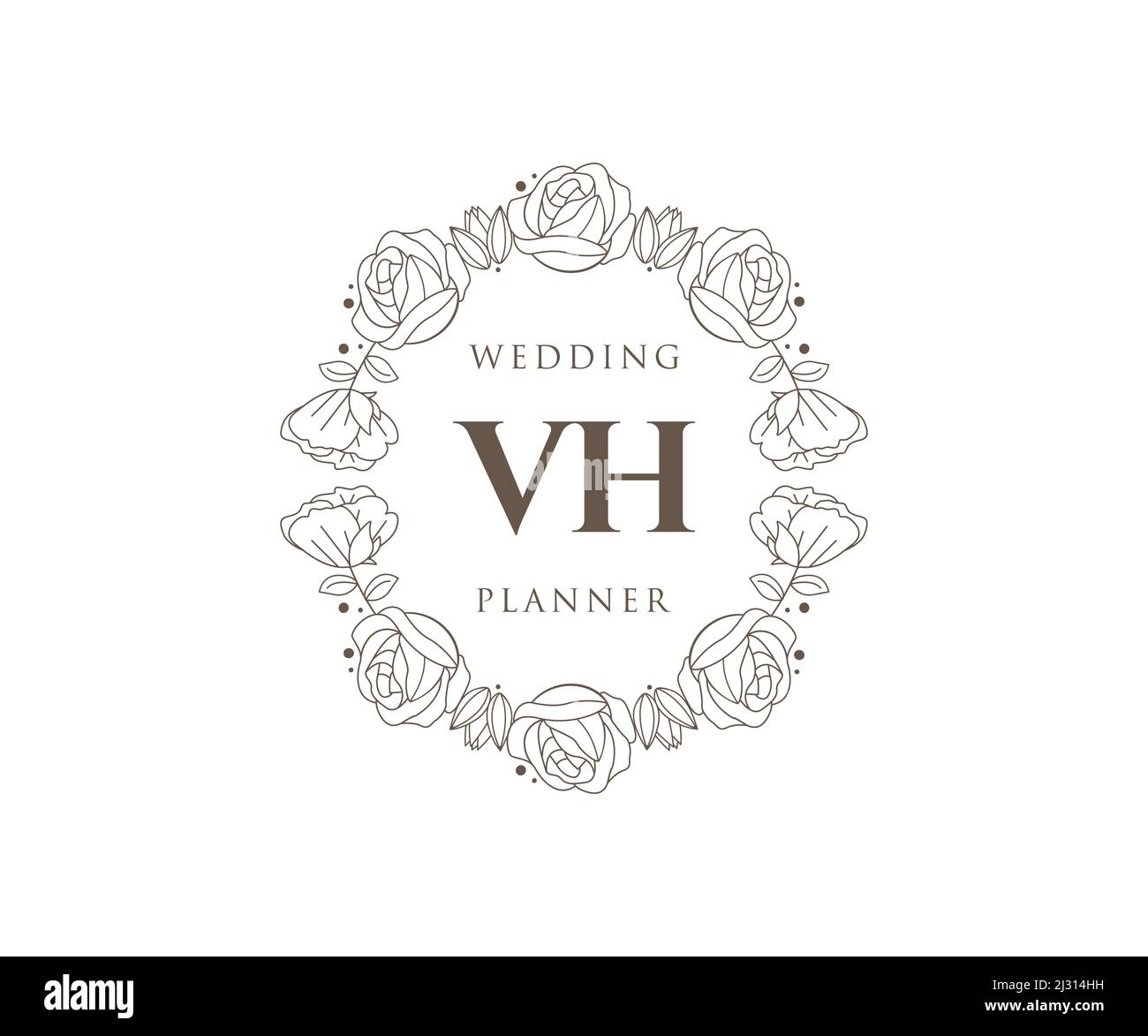 VH Initials letter Wedding monogram logos collection, hand drawn modern ...