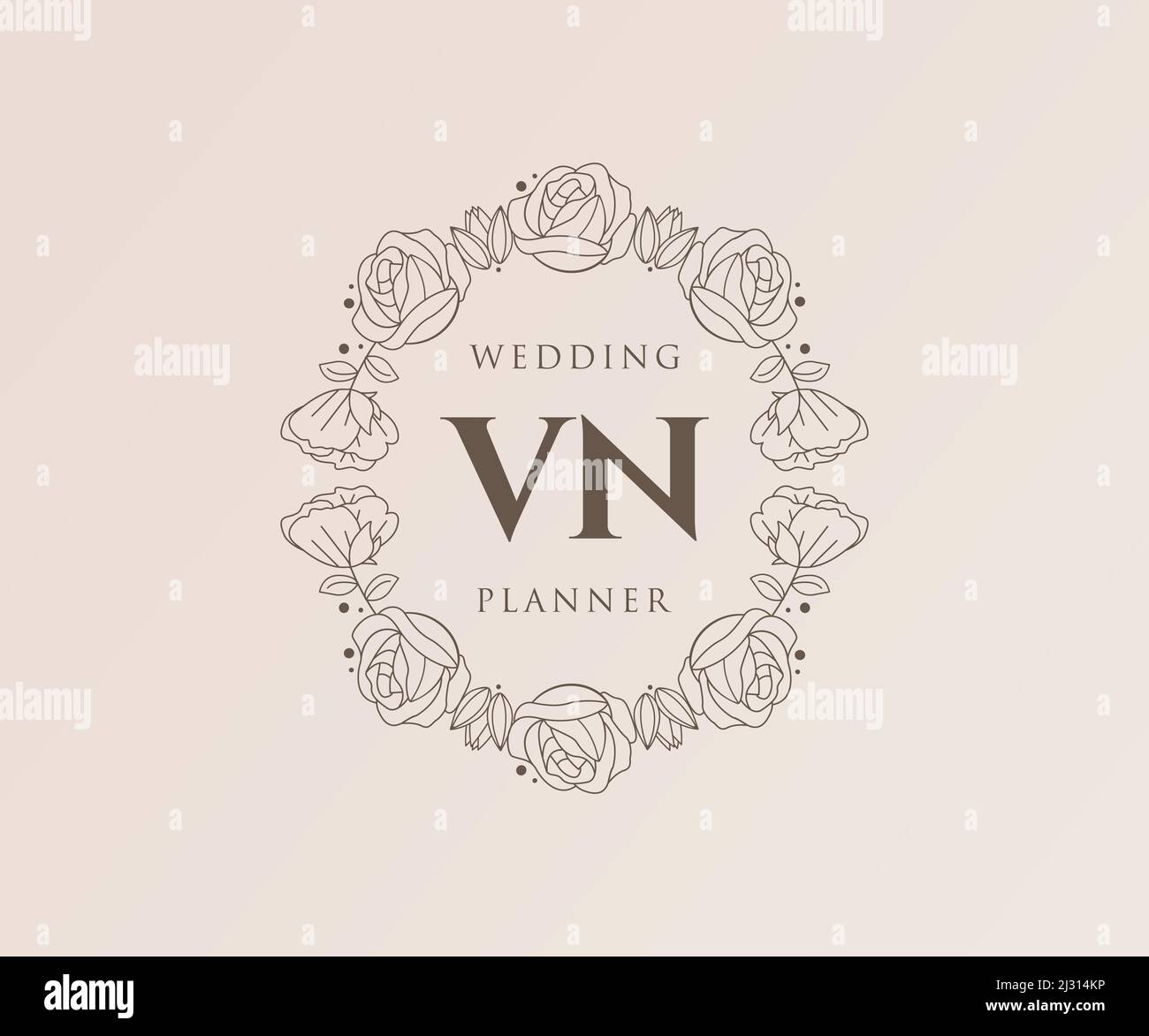 VN Initials letter Wedding monogram logos collection, hand drawn modern ...