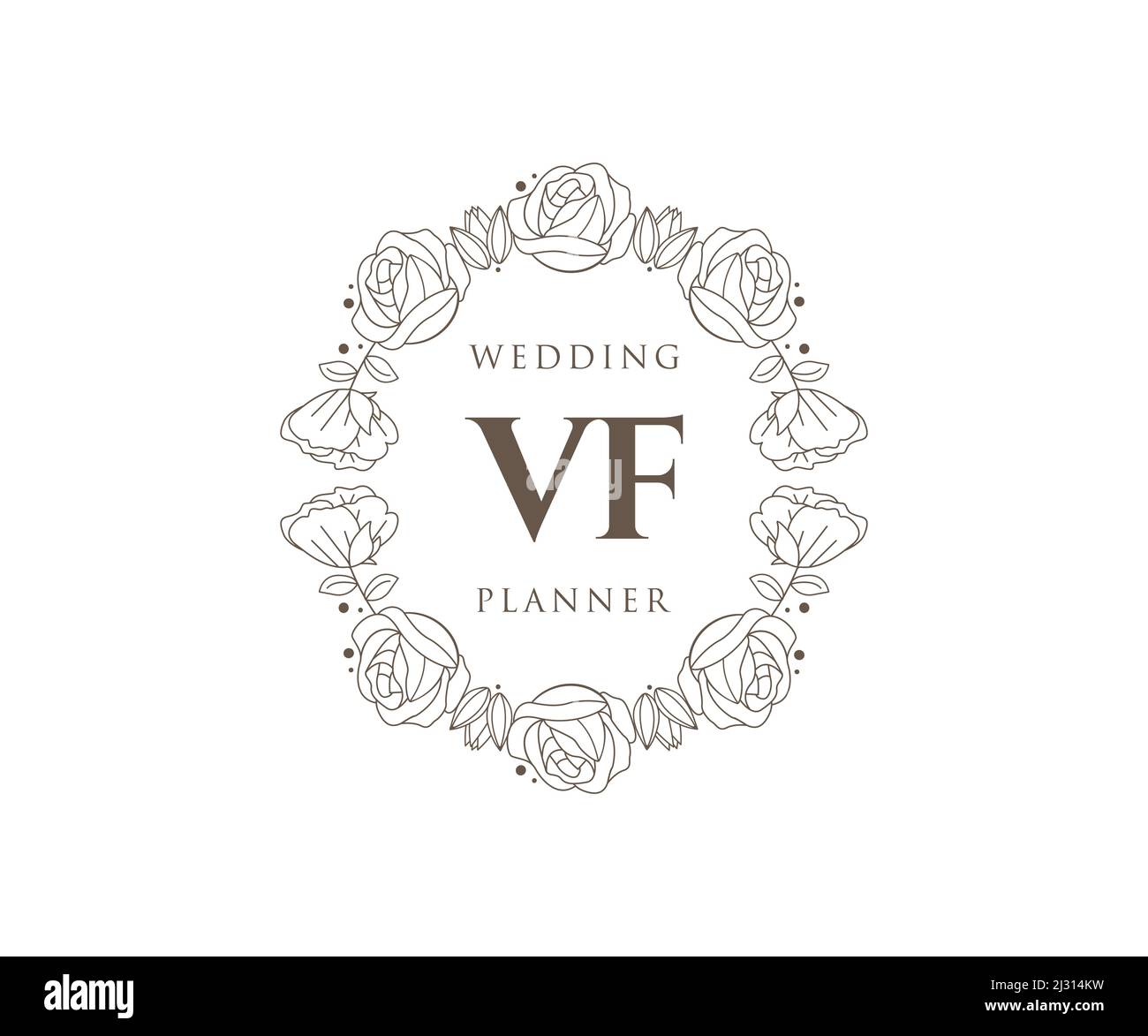 VF Initials letter Wedding monogram logos collection, hand drawn modern ...