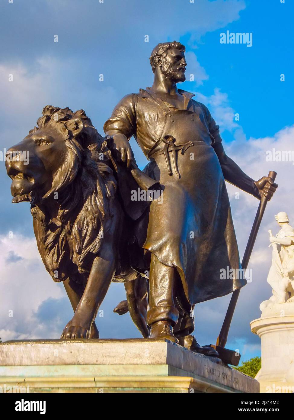 A blacksmith and a lion represent "manufacture" at one corner of the ...