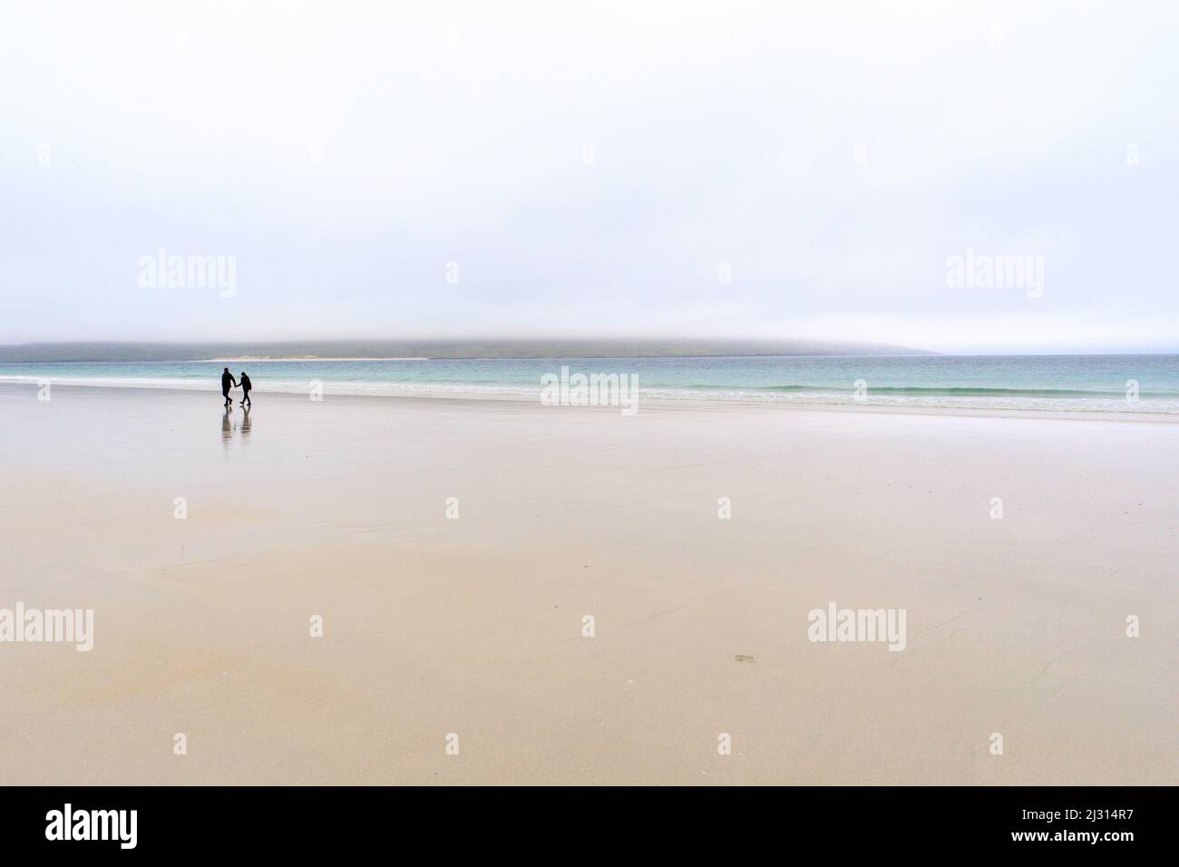 Sandy Luskentyre Beach, wide, open, lone walker, Isle of Harris, Outer ...
