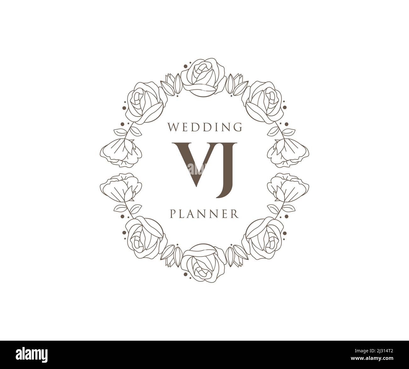 VJ Initials letter Wedding monogram logos collection, hand drawn modern ...