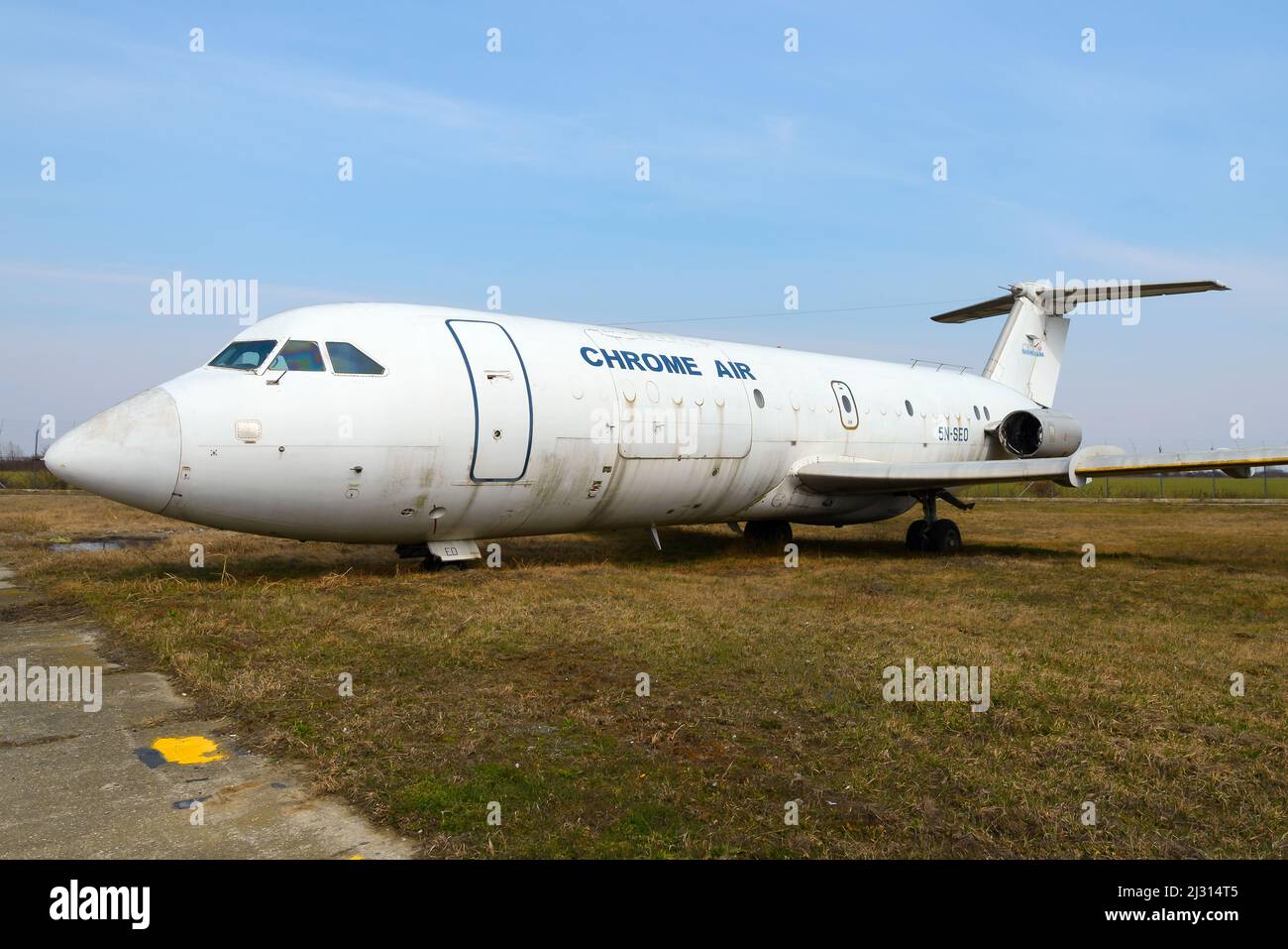 Chrome Air Service BAC One-Eleven airplane stored at Romania. BAC-111 ...