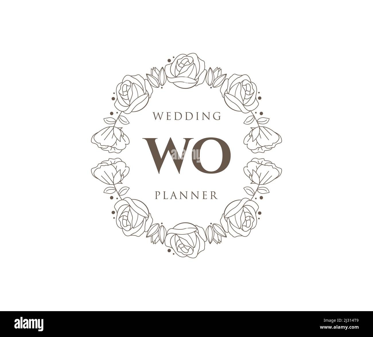 WO Initials letter Wedding monogram logos collection, hand drawn modern ...