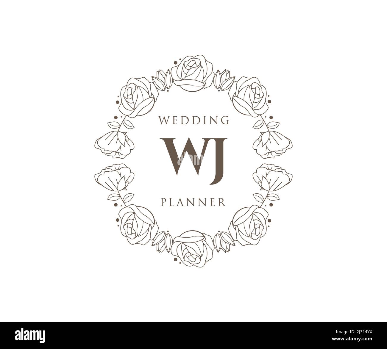 WJ Initials letter Wedding monogram logos collection, hand drawn modern ...