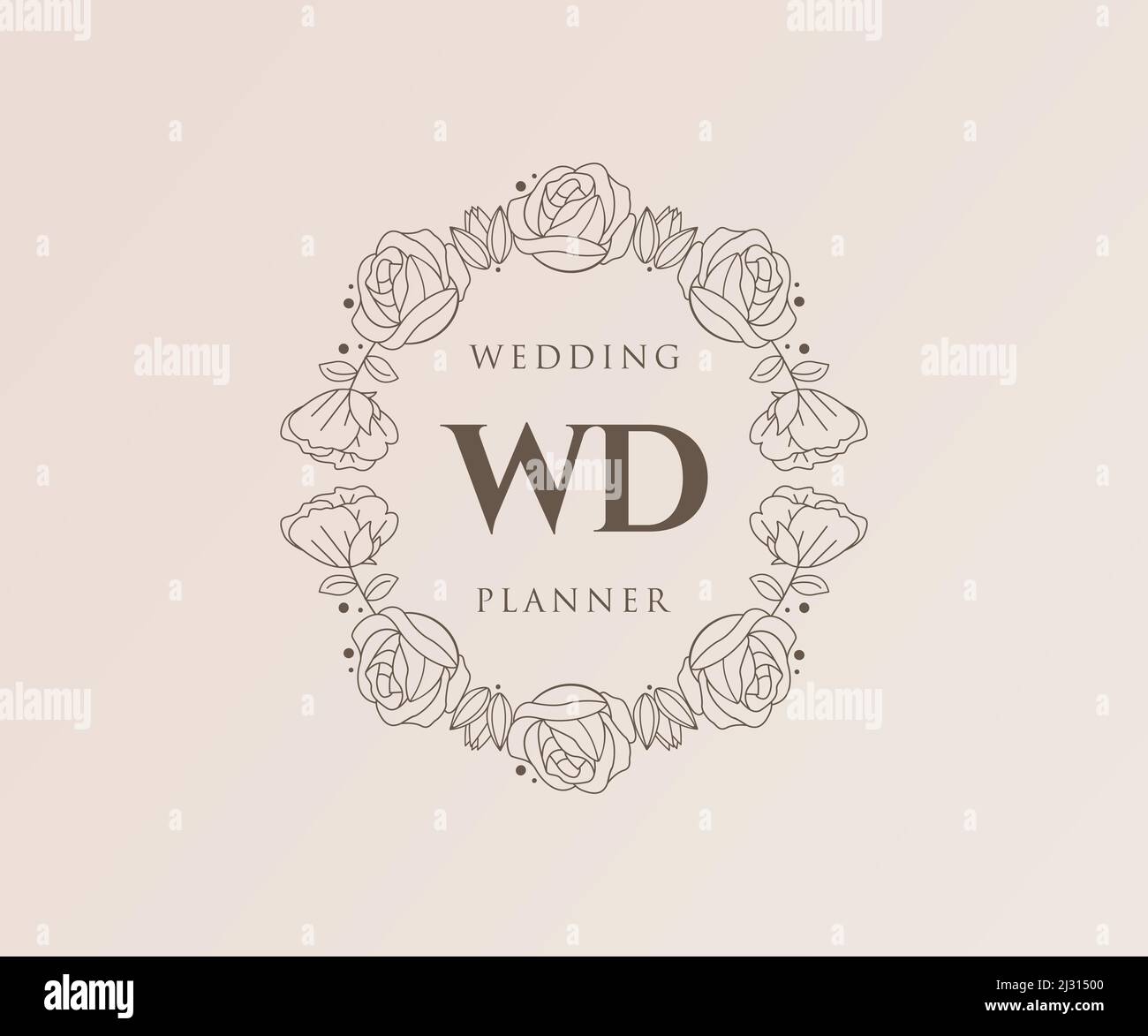 WD Initials letter Wedding monogram logos collection, hand drawn modern ...
