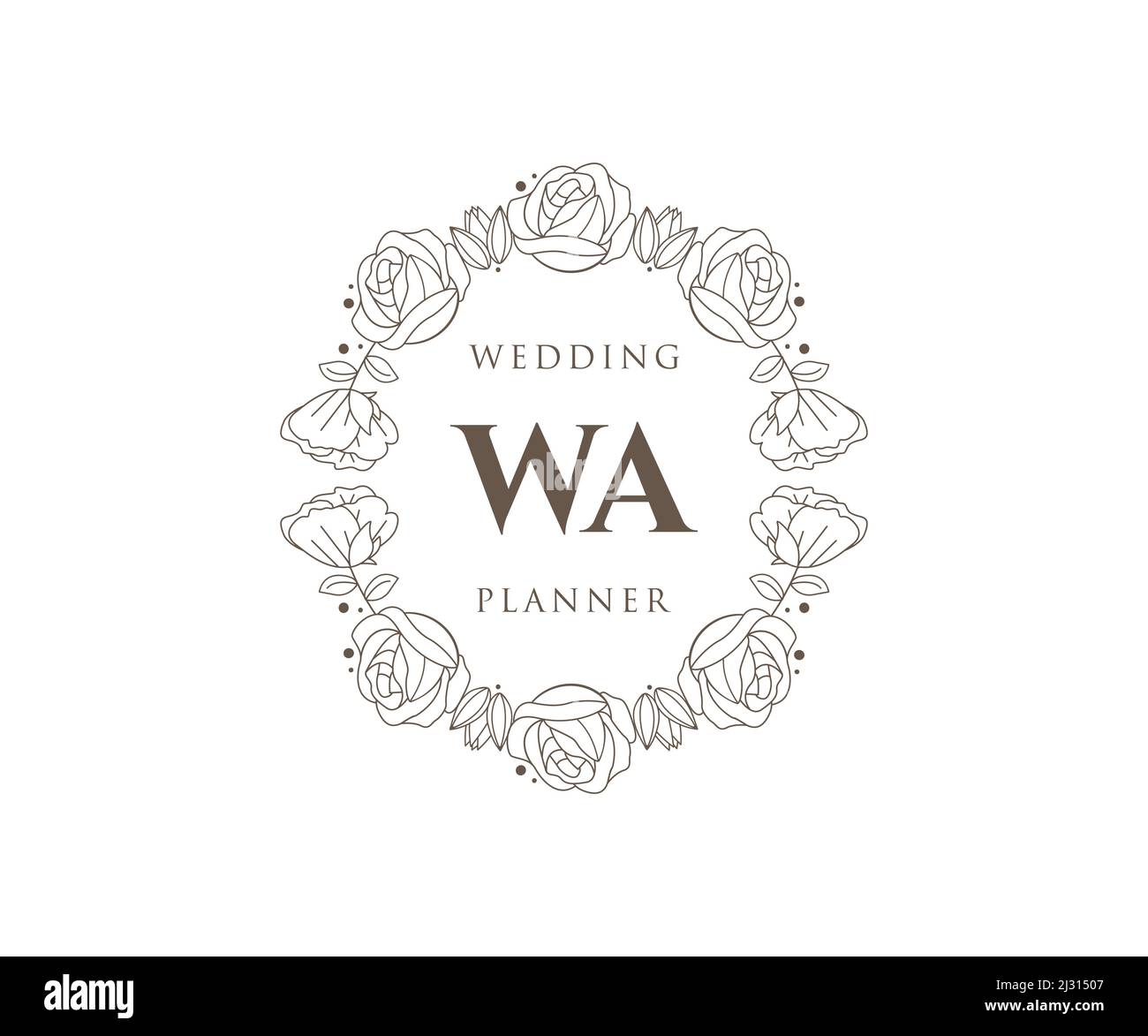 WA Initials letter Wedding monogram logos collection, hand drawn modern ...