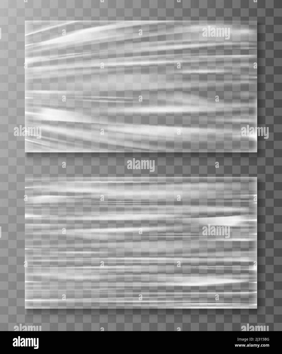 Stretched cellophane banner, realistic crumpled or folded texture ...