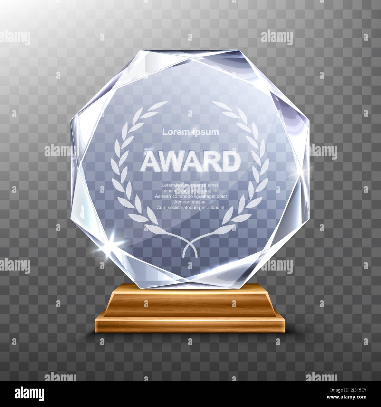 Glass award trophy or winner prize realistic vector illustration ...
