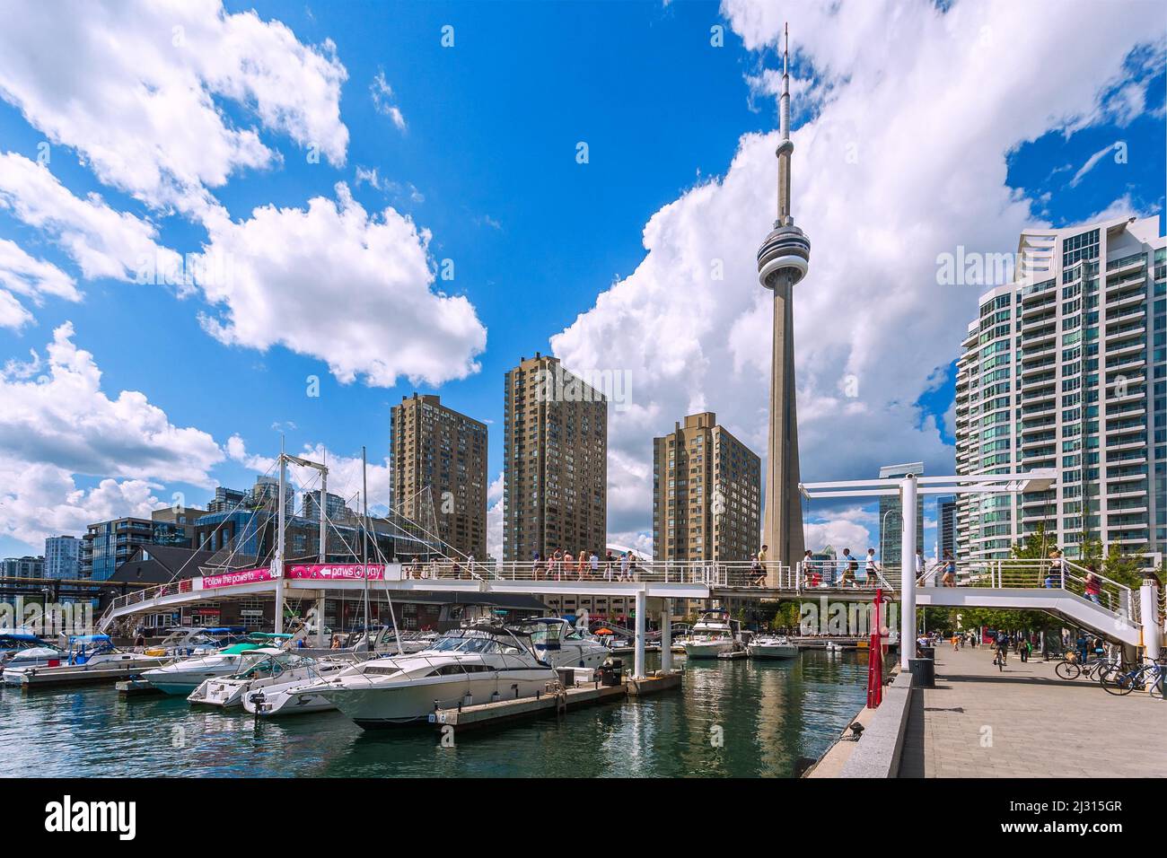 Toronto, The Waterfront, Harbourfront, Queen's Quay West, View of CN ...