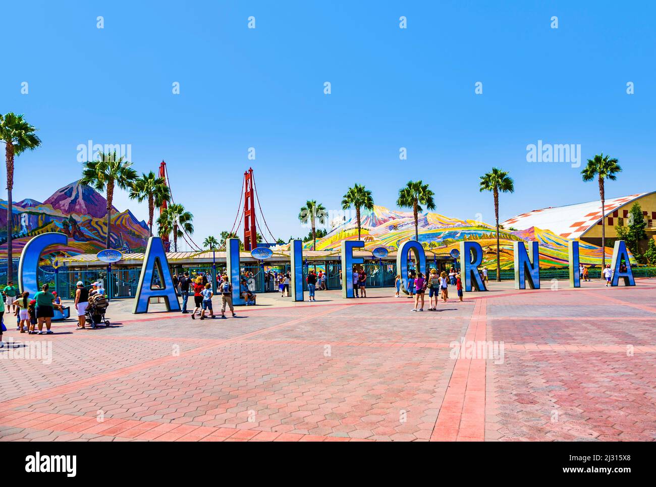 Annaheim, USA - July 29, 2008: people at the entrance of disneyland in ...