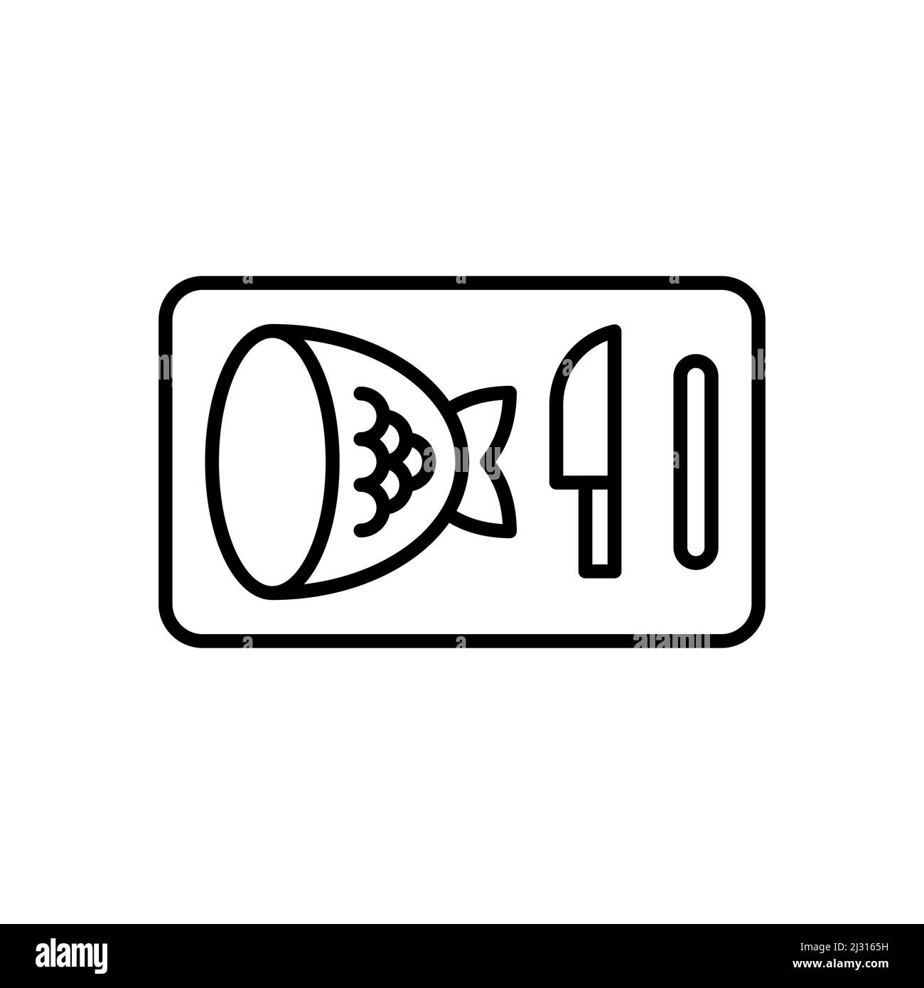 Cutting fish fillet line icon. linear style sign for mobile concept and ...