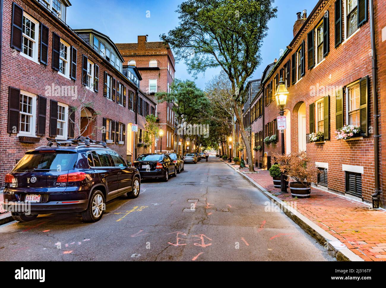 BOSTON, USA - SEP 12, 2017: the old downtown quarter of Boston with 3 ...