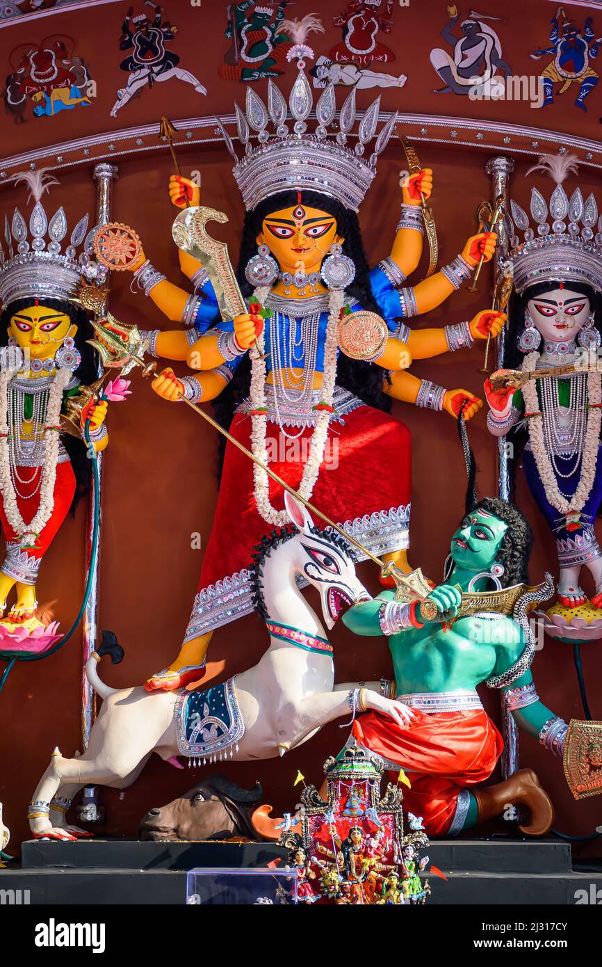 Kolkata Idol Of Goddess Image Of Goddess Durga Idol At Decorated Durga