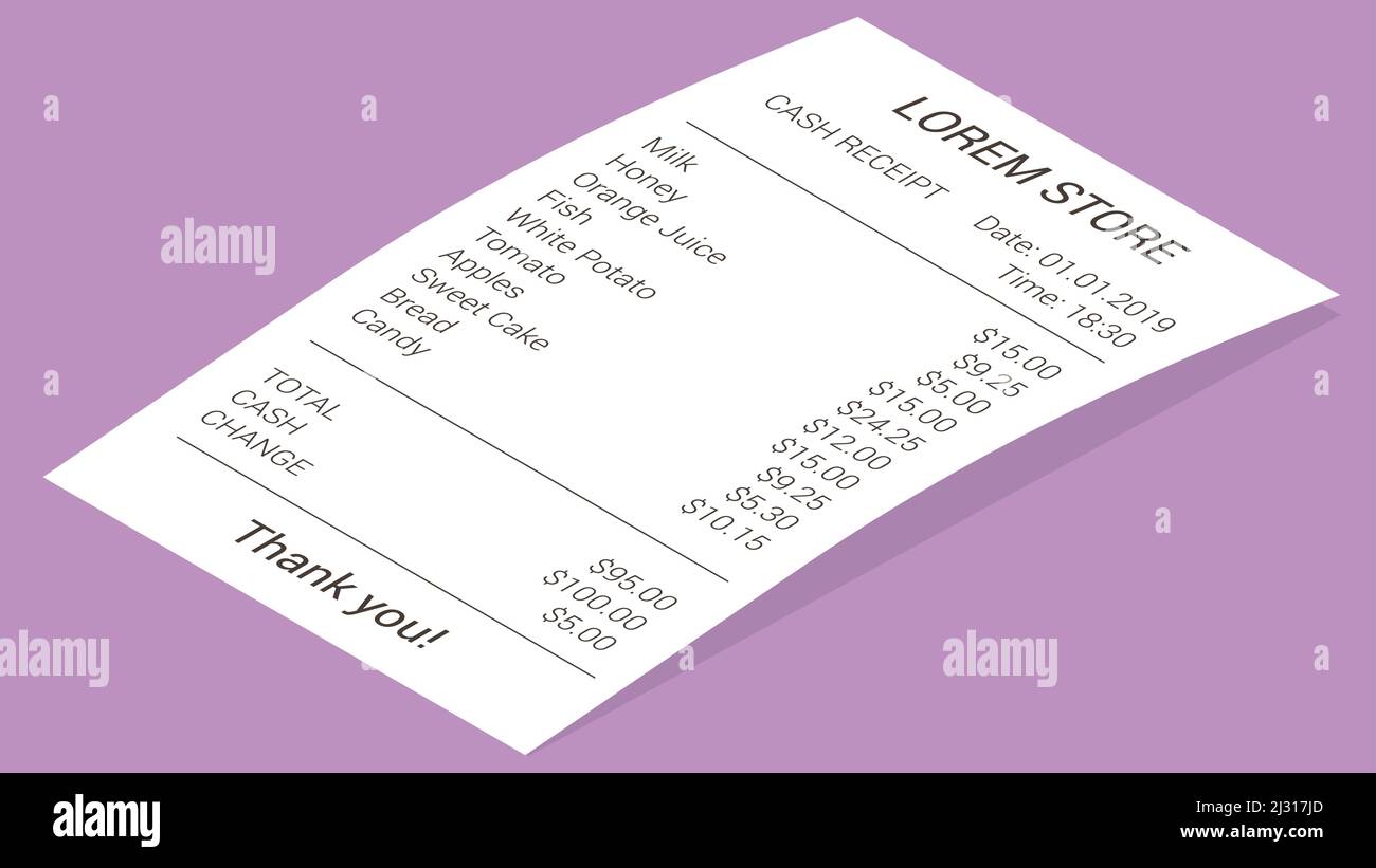 Isometric shop receipt, realistic isolated vector illustration ...