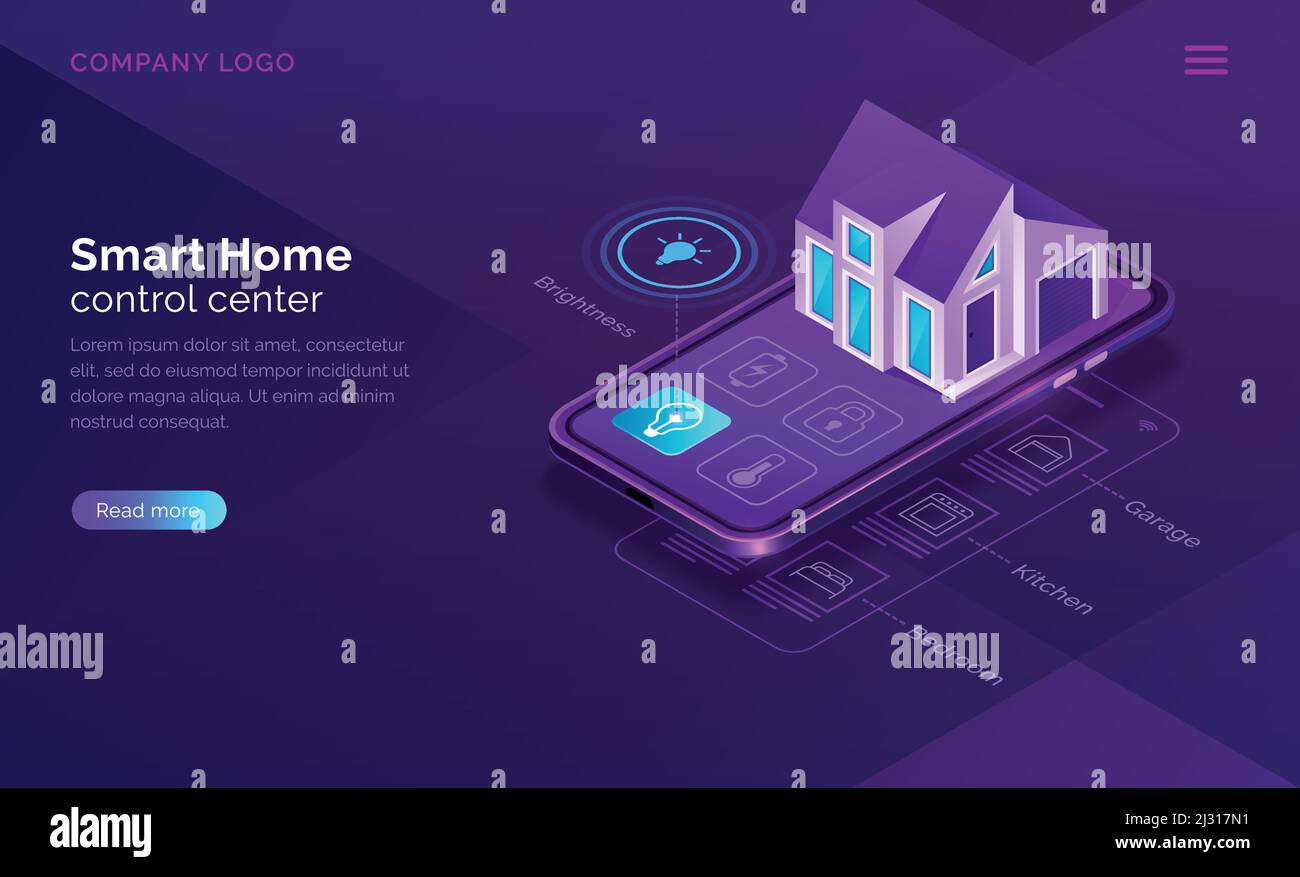 Smart home isometric, internet of things concept vector illustration. Control center for ...