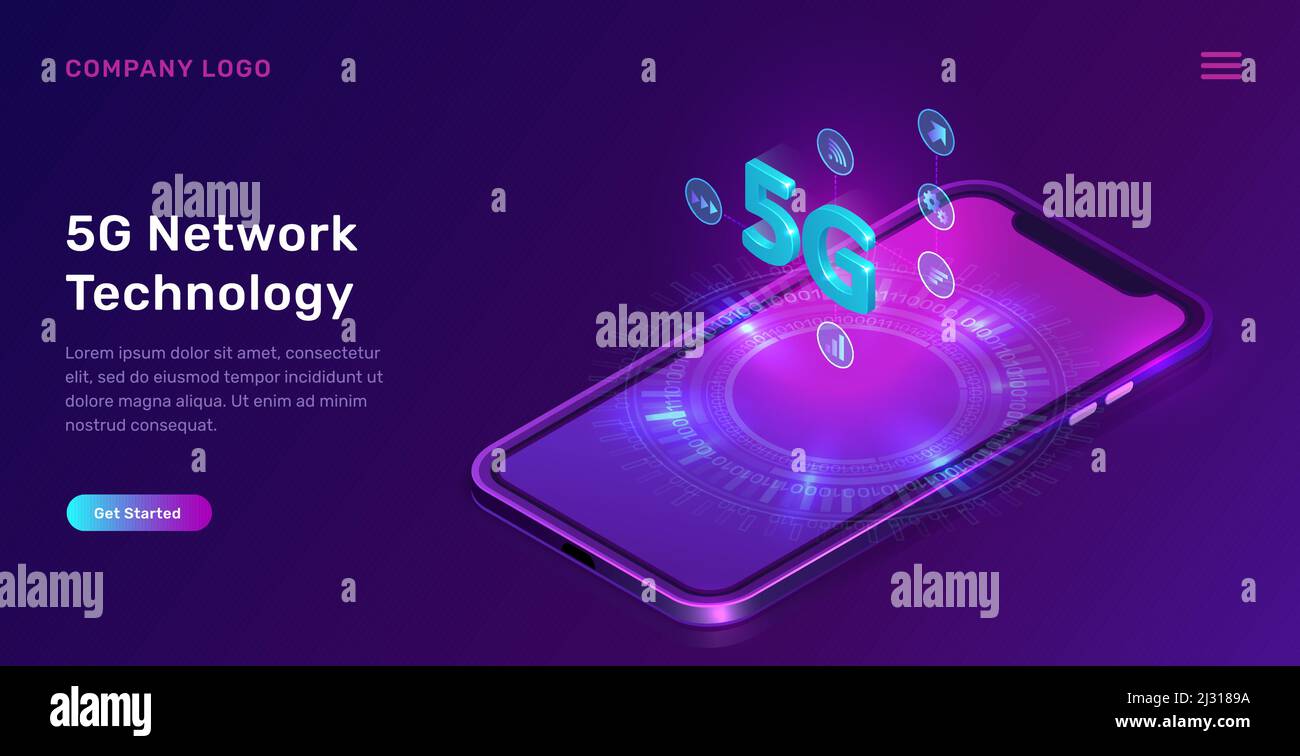 5G network technology, isometric concept vector illustration ...