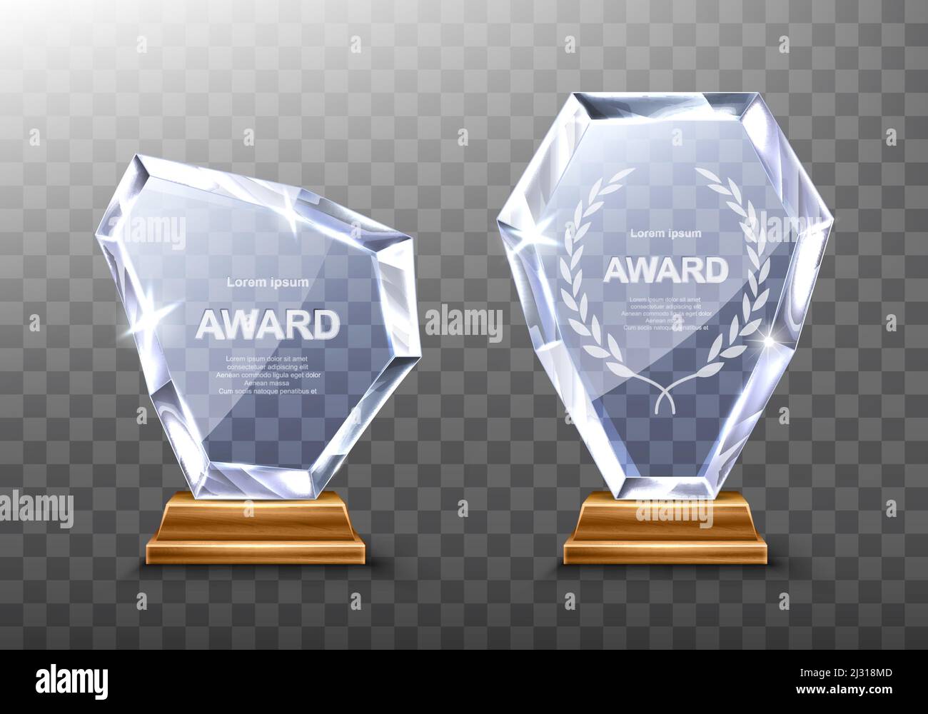 Glass award trophy or winner prize realistic vector illustration ...