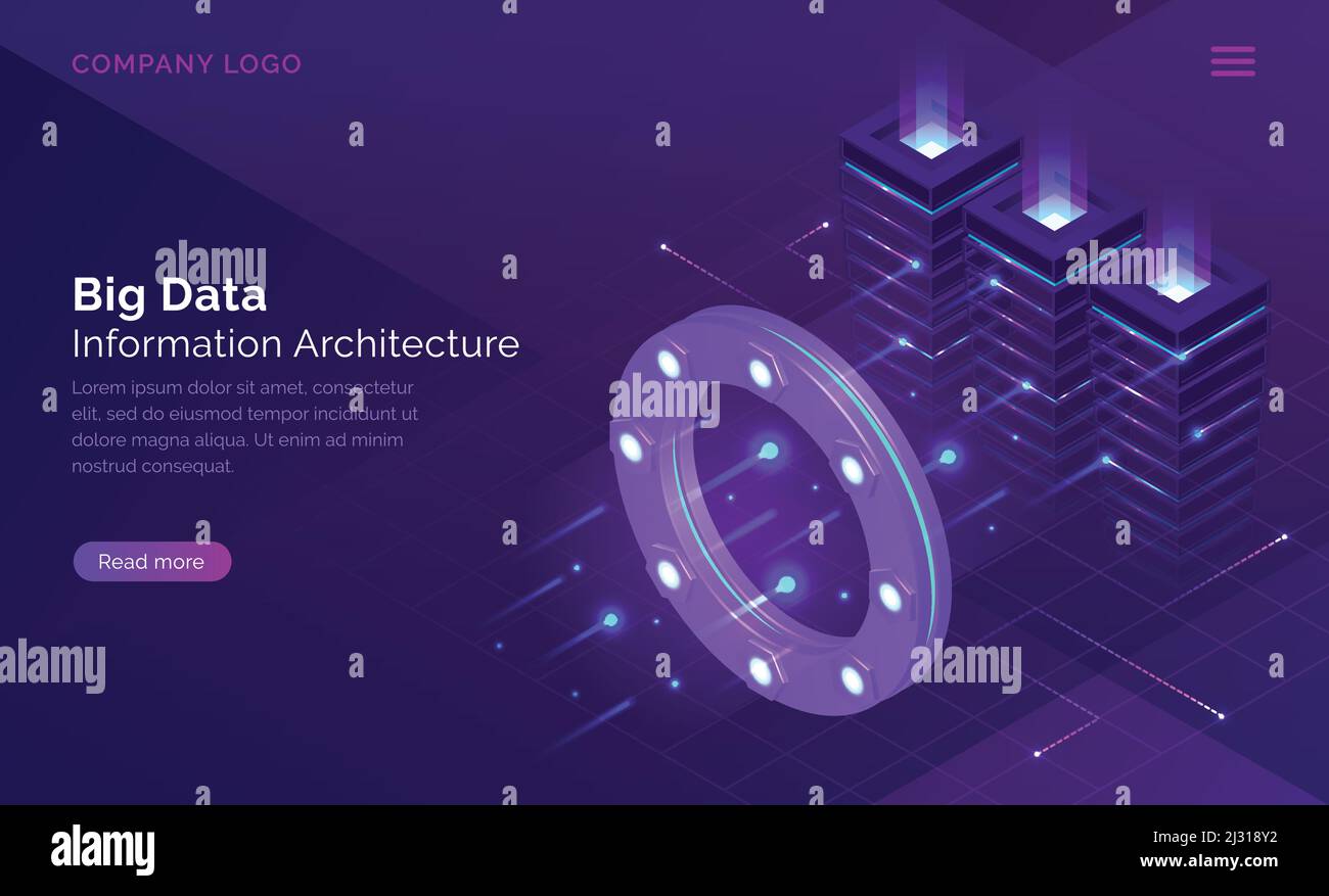 Big data, information architecture isometric technology concept vector ...