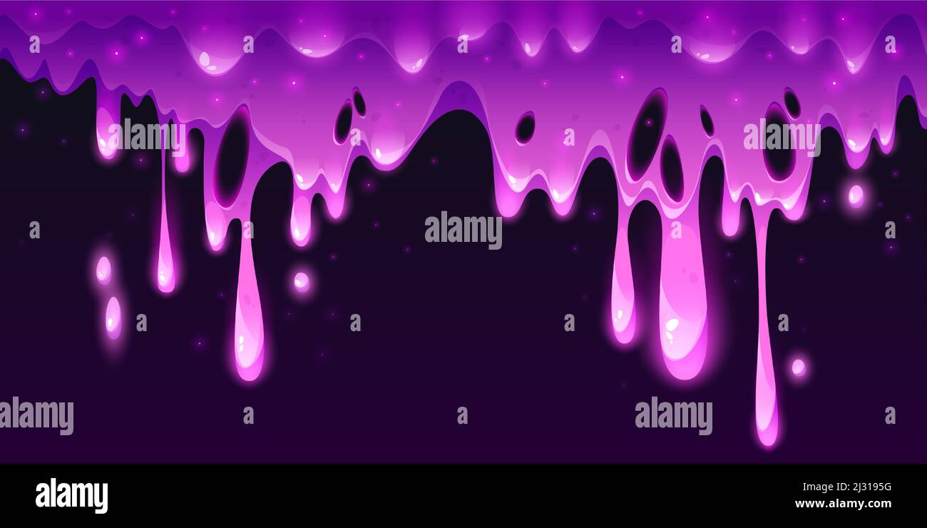 Pink slime dripping, liquid goo, syrup or mucus texture with drops ...