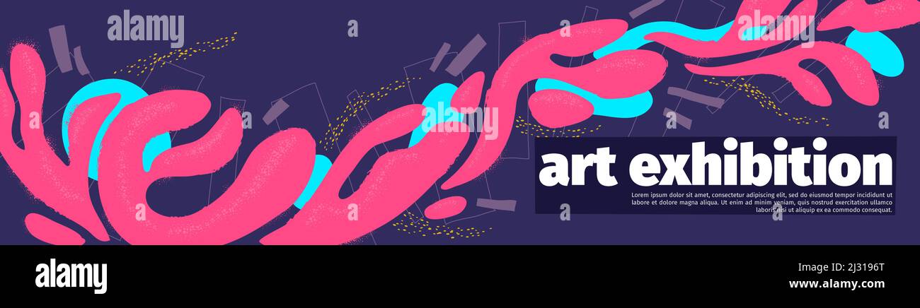 Art exhibition banner, invitation to modern artist exposition. Abstract ...