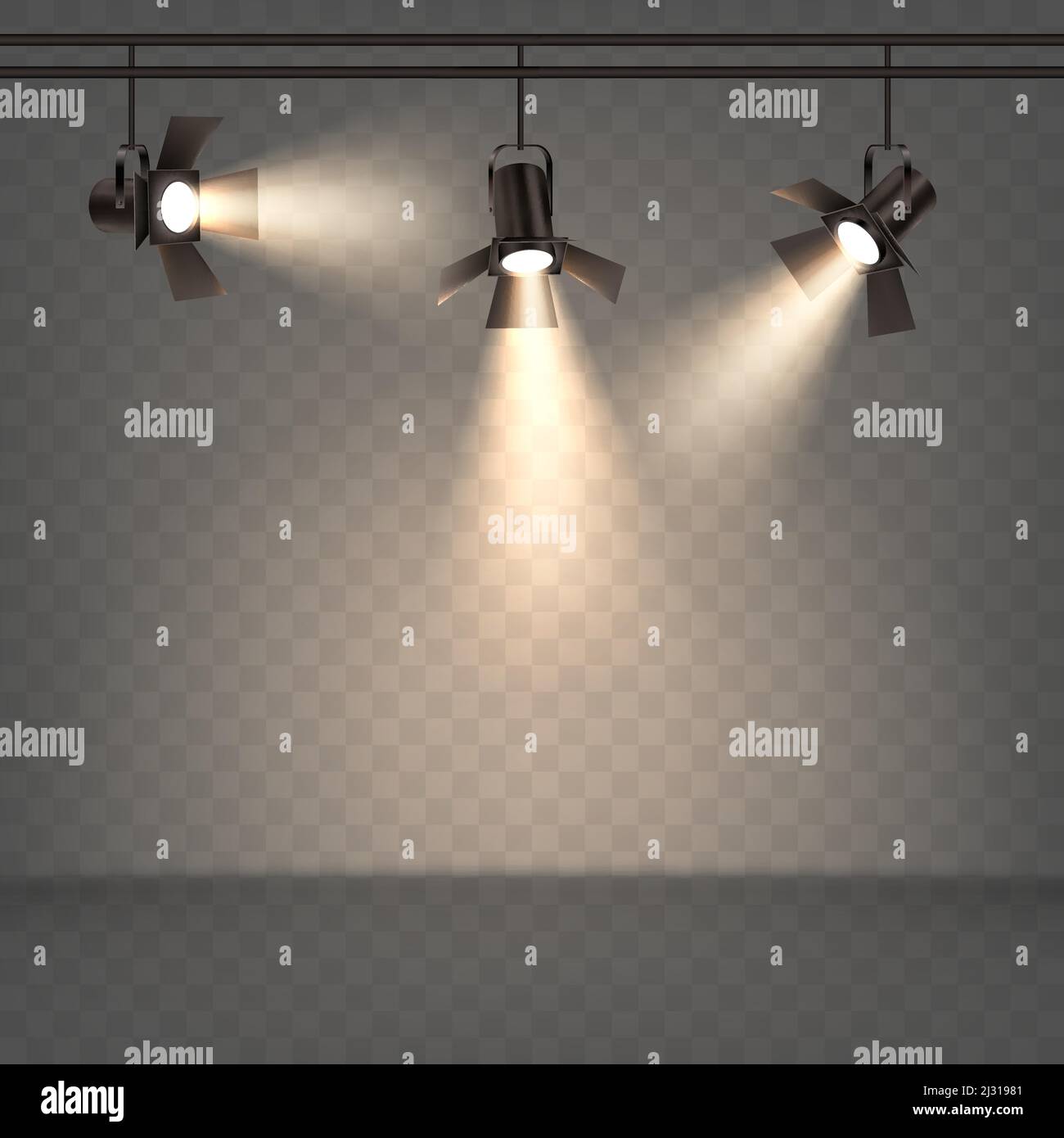 Spotlights realistic vector set. Professional photo and video lamps ...