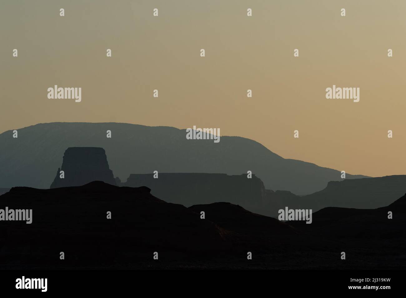 Multiple mountain ranges in the haze, Sedona, Arizona, USA Stock Photo ...