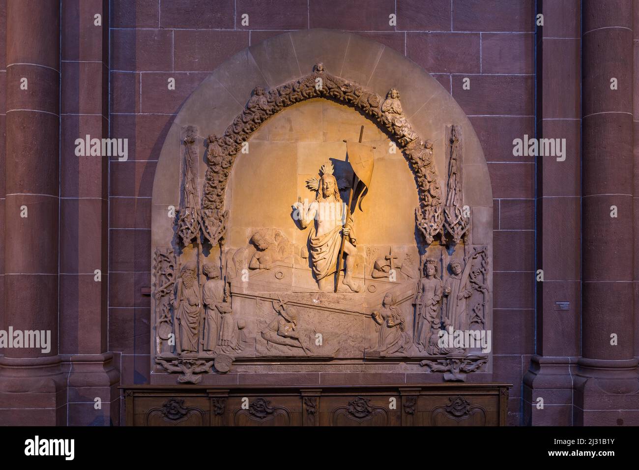 Worms; St. Peter's Cathedral; Stone carving of the Resurrection of ...