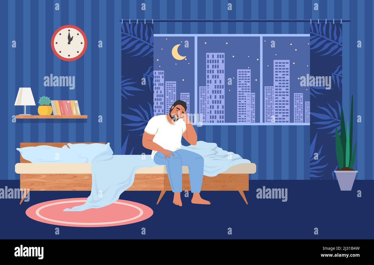 Man suffering insomnia Stock Vector Images - Alamy
