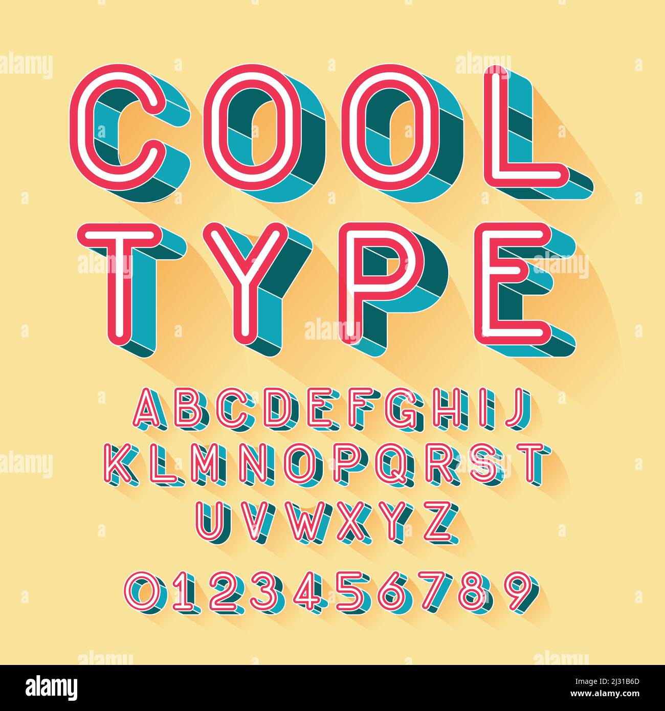 Cool isometric font vector illustration. Set of unique decorative pink ...