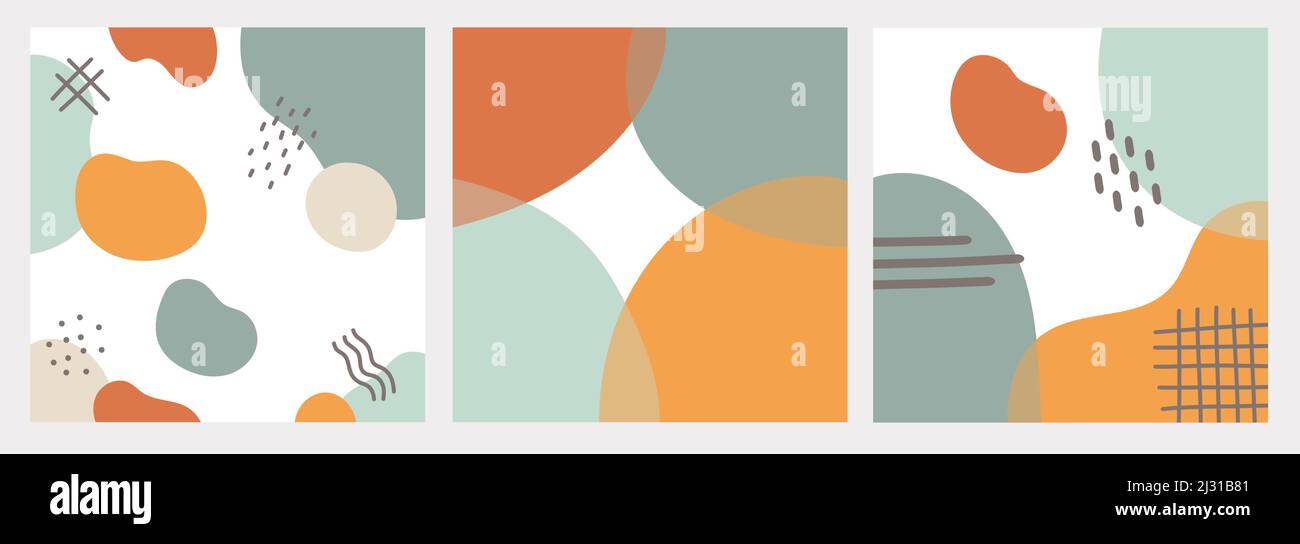 Abstract simple design painting, three pcs, vector illustration Stock ...