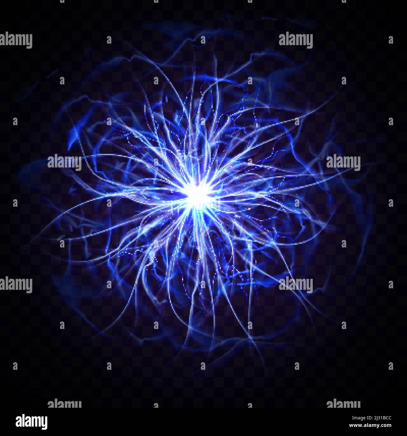 Electric ball or plasma sphere, realistic vector illustration ...