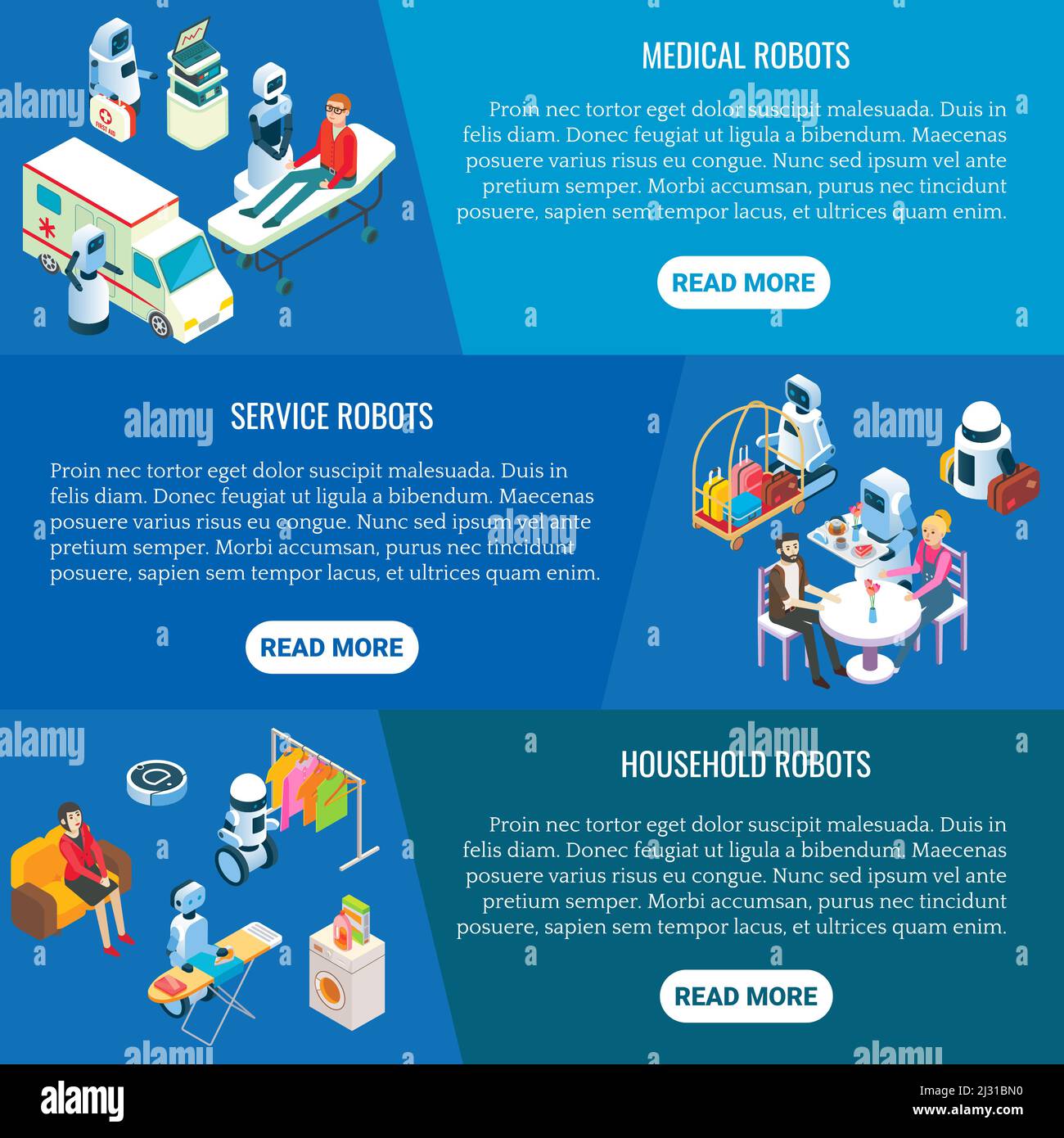 Vector isometric home, service robots banner set Stock Vector Image ...