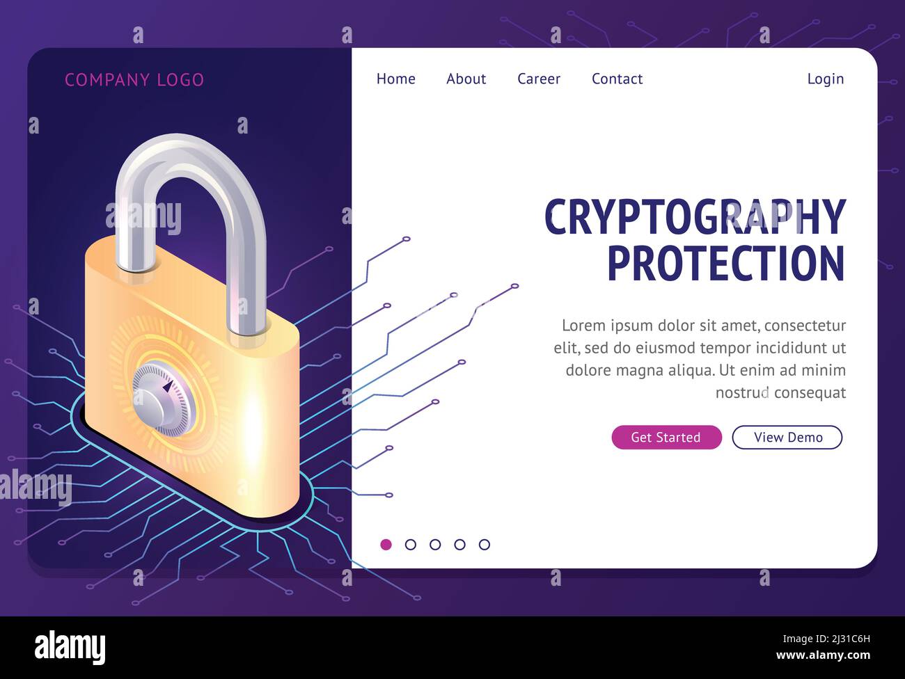 Cryptography protection, vector web banner isometric concept. Large ...