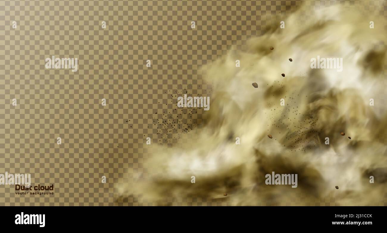 Desert sandstorm, brown dusty cloud or dry sand flying with gust of ...