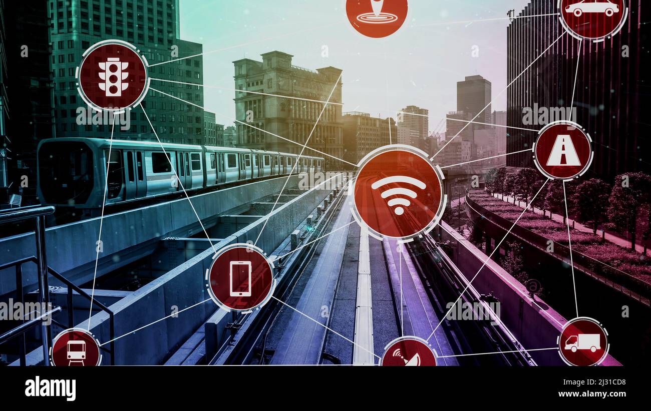 Smart transport technology concept for future car traffic on newish ...