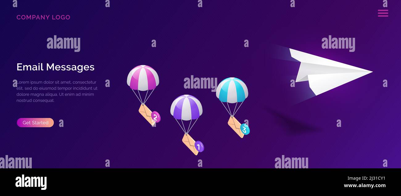 Email message service, isometric concept vector illustration. Flying ...