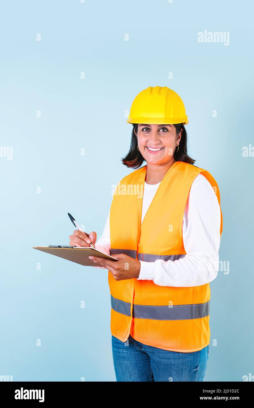 Hispanic woman Professional engineering and worker, builder or ...